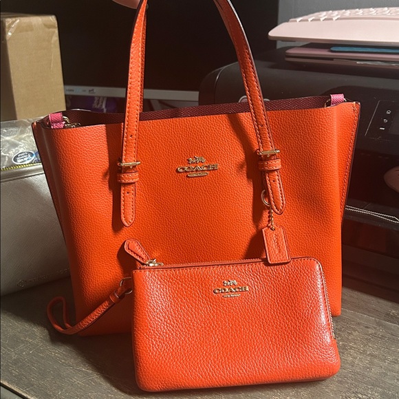 Coach | Bags | Coach Mollie Tote 25 In Mango W Matching Coach Double ...